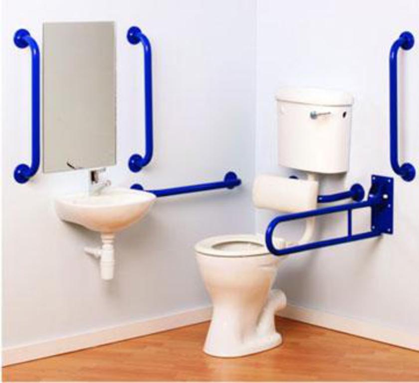 Milton Doc M Pack Accessible Bathroom Toilet, Basin + Blue Grab Rails ...